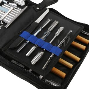 Culinary Carving Tool Set, 1 Set 46Pcs Carving Tools Kit Portable Kitchen Carving Chisel Chef Tools Vegetable Fruit Food Garnishing Cutting Slicing Carving Peeling Tools Kit with Carrying Case