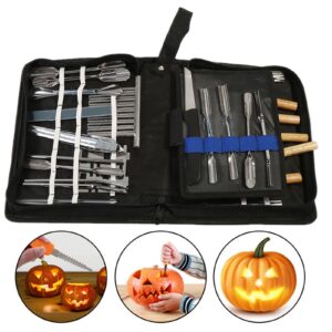 Culinary Carving Tool Set, 1 Set 46Pcs Carving Tools Kit Portable Kitchen Carving Chisel Chef Tools Vegetable Fruit Food Garnishing Cutting Slicing Carving Peeling Tools Kit with Carrying Case