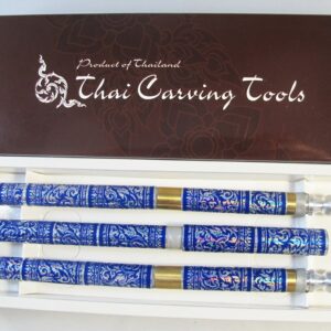 SET 3 THAI FRUIT AND SOAP CARVING KNIFE KNIVES BRASS HANDMADE BLUE COLOR