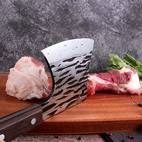 Fubinaty Meat Cleaver Chopping Bone Knife Handmade Forged Chef Knife Heavy Duty Kitchen Cooking knives High Carbon Steel Butcher Knife with Wenge Wood Handle for Home, Kitchen, Restaurant