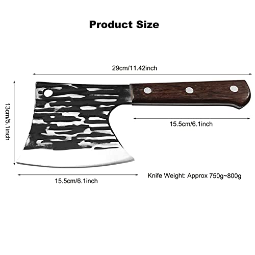 Fubinaty Meat Cleaver Chopping Bone Knife Handmade Forged Chef Knife Heavy Duty Kitchen Cooking knives High Carbon Steel Butcher Knife with Wenge Wood Handle for Home, Kitchen, Restaurant