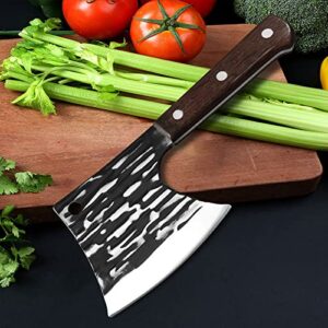 Fubinaty Meat Cleaver Chopping Bone Knife Handmade Forged Chef Knife Heavy Duty Kitchen Cooking knives High Carbon Steel Butcher Knife with Wenge Wood Handle for Home, Kitchen, Restaurant