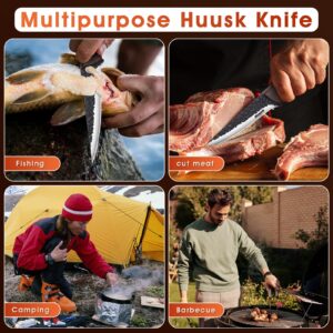 Huusk Boning Knife for Meat Cutting Bundle with Sharp Fillet Knives for Meat, Fish, Poultry