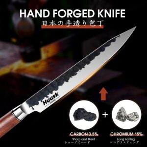 Huusk Japanese Slicing Knife 8 Inch Sushi Knife & 6" Boning Fillet Knife, Hand Forged Sashimi Knife & Butcher Knife, Deboning Knife for Meat with Gift Box