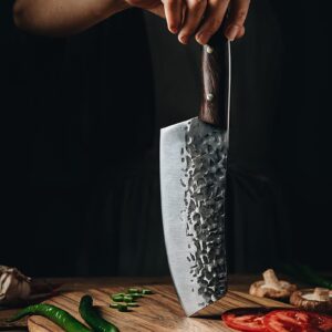 ZENG JIA DAO Bolster Boning Knife Fillet Knife with Sheath 7 inch Forged HC Steel Blade for Beaf and Turkey Deboning Filleting, and Trimming with Gift Box Meat Cleaver For Kitchen Outdoor BBQ Camping