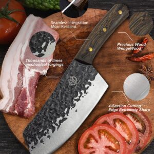 ZENG JIA DAO Bolster Boning Knife Fillet Knife with Sheath 7 inch Forged HC Steel Blade for Beaf and Turkey Deboning Filleting, and Trimming with Gift Box Meat Cleaver For Kitchen Outdoor BBQ Camping