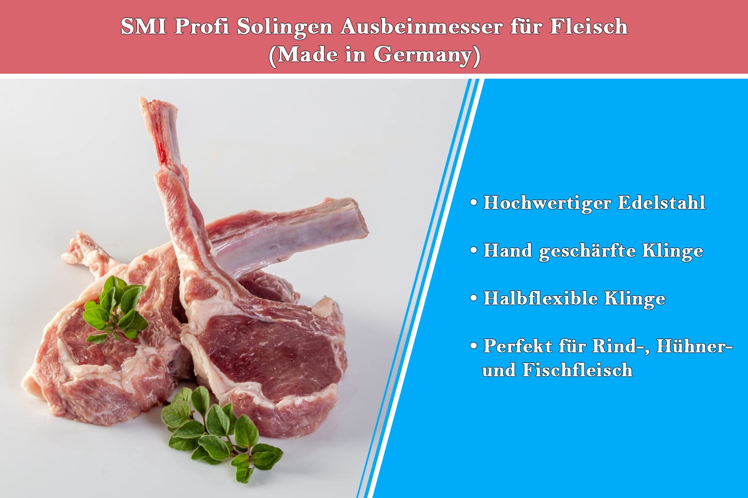 SMI - 5 inch Solingen Boning Knife Straight Meat Knife Professional Sharp Kitchen Knife Solingen Knife - Made in Germany