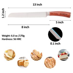 LUVCOSY Bread Knife, 8 Inch Serrated Bread Knife with Ergonomic Pakkawood Handle, Stainless Steel Bread Cutter with Gift Box, Razor Sharp Bread Slicer for Homemade Crusty Bread/Baguette/Pastrie