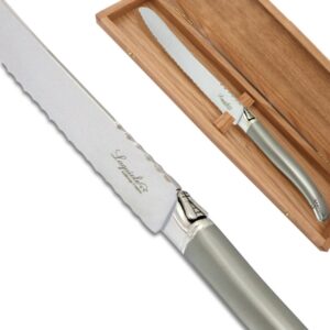 prestige range laguiole bread knife - sandblasted finish - direct from france