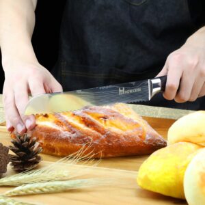 Howashin 8 inch Bread Knife Sharp Professional Cake Knife German High Carbon Kitchen Knife Ergonomic Colour Wood Handle With Christmas Gift Box