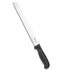 spyderco lightweight kitchen bread knife with 10.25" mbs-26 stainless steel blade and black polypropylene handle - spyderedge - k01sbk