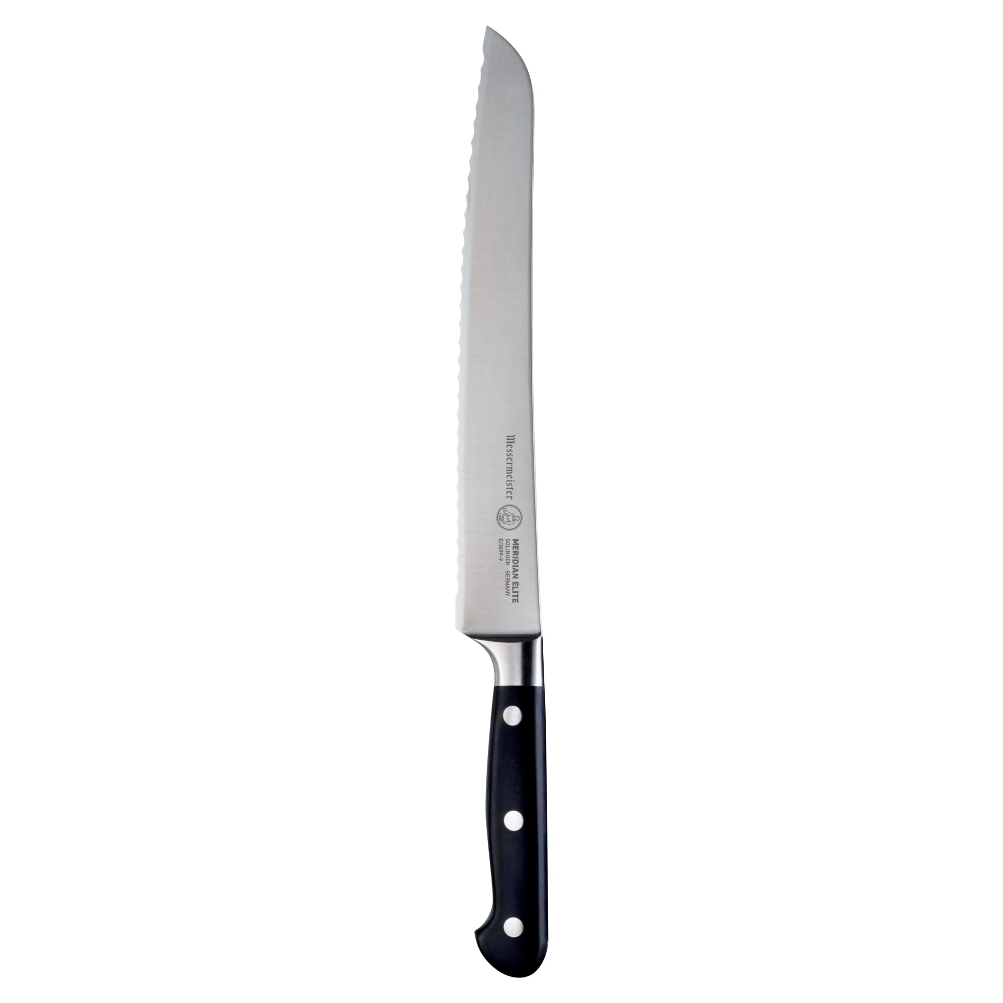 Messermeister Meridian Elite 9” Scalloped Bread Knife - Fine German Steel Alloy Blade - Rust Resistant & Easy to Maintain