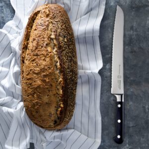 Messermeister Meridian Elite 9” Scalloped Bread Knife - Fine German Steel Alloy Blade - Rust Resistant & Easy to Maintain