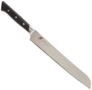 miyabi morimoto edition bread knife, 9.5-inch, black w/red accent/stainless steel