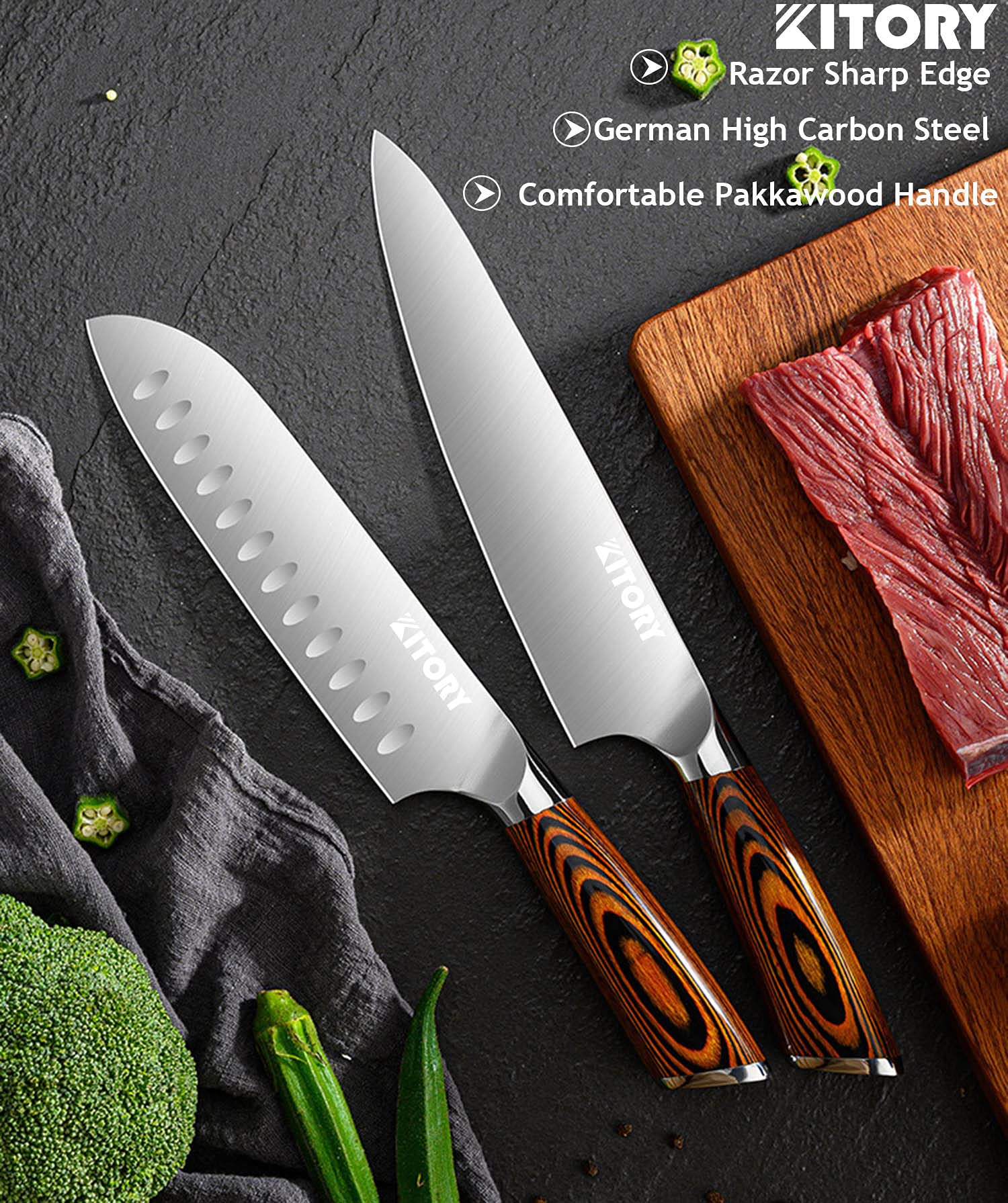 Kitory Chef Knife 8 Inch, Sharp Kitchen Knife German High Carbon Stainless Steel French Knife, 2023 Gifts For Women and Men