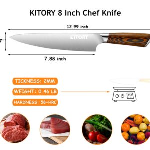 Kitory Chef Knife 8 Inch, Sharp Kitchen Knife German High Carbon Stainless Steel French Knife, 2023 Gifts For Women and Men