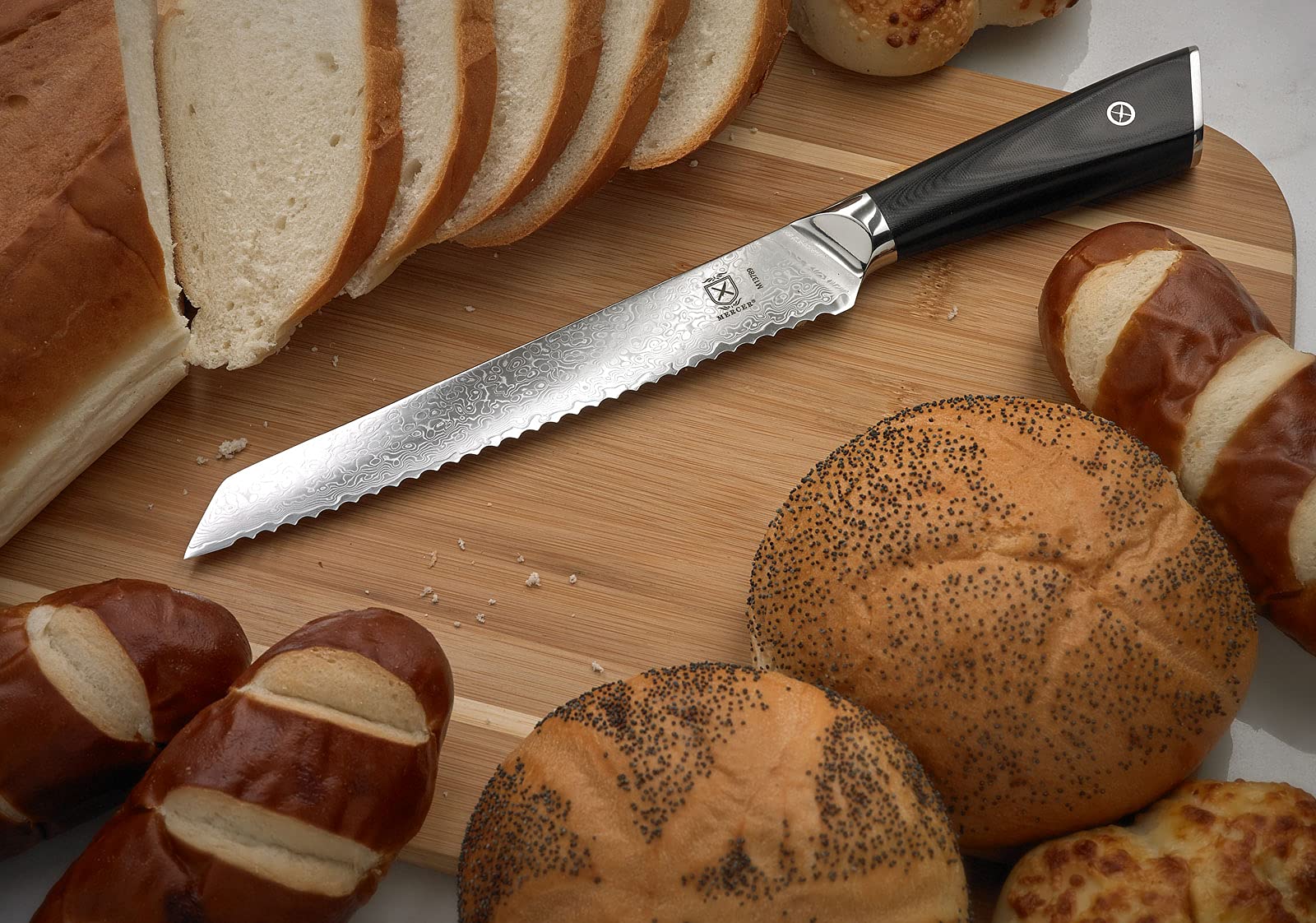 Mercer Culinary M13789 Premium Grade Super Steel, 8-Inch Serrated Bread Knife, G10 Handle