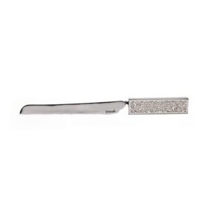 emanuel yair challah bread knife for shabbat and yom tov | ceramic filigree decorated handle (white nsr-1)