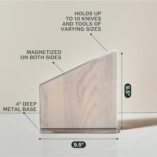 Material, Knife Stand, Magnetic Display for Safe Storage, White Ash