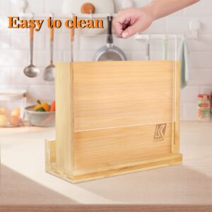 Double-Sided Magnetic Knife Block(Natural Bamboo),Knife Holder,Knife Block with Strong Magnets,Cutlery Display Stand and Storage Rack,Large Capacity, Strongly Magnetic (38 cm/14.9 in)