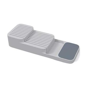 axgear kitchen drawer organizer tray for knives knife block cutlery storage grey