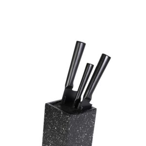 Knife Block, Universal Kitchen Knife Holder Set, Storage Up to 6 Pieces Large and Small Knives With Washable Flex Rods, Multifunctional Organizer For Knives (Black White Speckled)