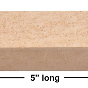 Bird's Eye Maple Wood Knife Handle BLOCK (Each Piece is Unique) 5" x 1-1/2" x 1-1/2"