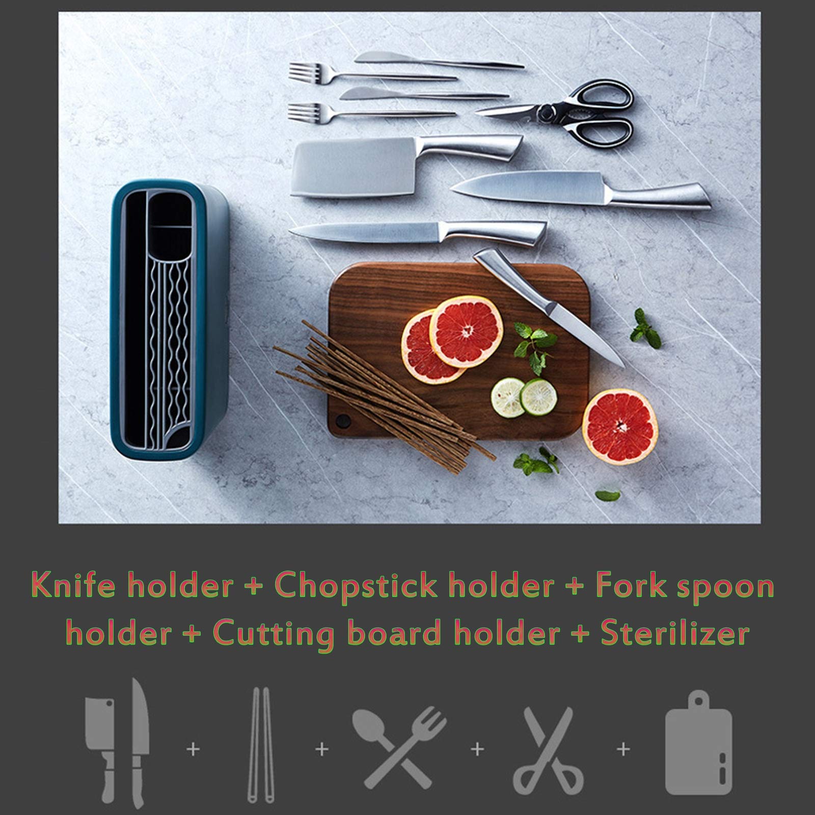 Knife Holder Chopping Board Cutlery Tableware Cleaner, Small Household Drying Chopping Board Cutlery Organizer, One-Key Start, 316X282x111mm