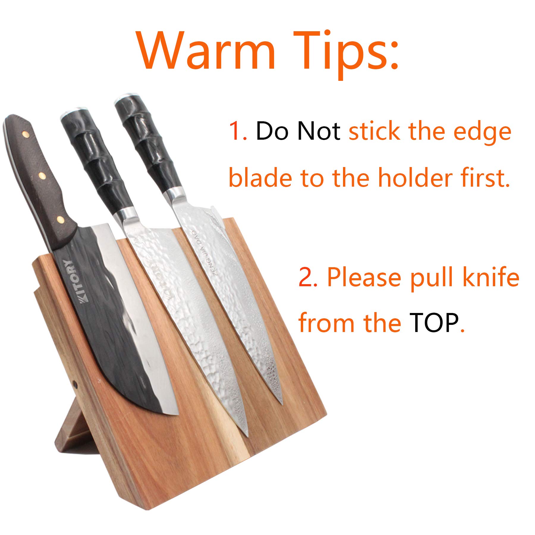 Kitory Foldable Knife Stand Magnetic Knife Block Acacia Wood Knife Storage Board Kitchen Knives Holder Wooden Cutlery Display Stand Storage Rack, 2024 Gifts For Women and Men