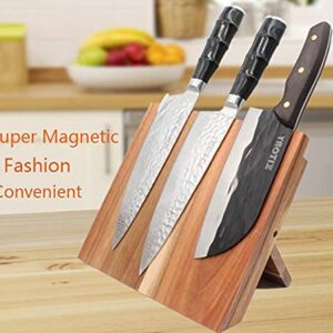 Kitory Foldable Knife Stand Magnetic Knife Block Acacia Wood Knife Storage Board Kitchen Knives Holder Wooden Cutlery Display Stand Storage Rack, 2024 Gifts For Women and Men