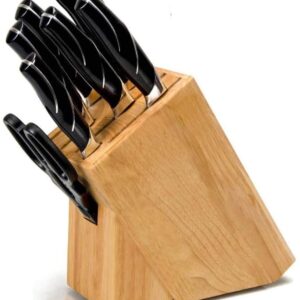 AQUETI Knife Block Functional Universal Beech Knife Rack Block Storage Organizer Knife Holder Restaurant Kitchen Knife Holder Knife Storage