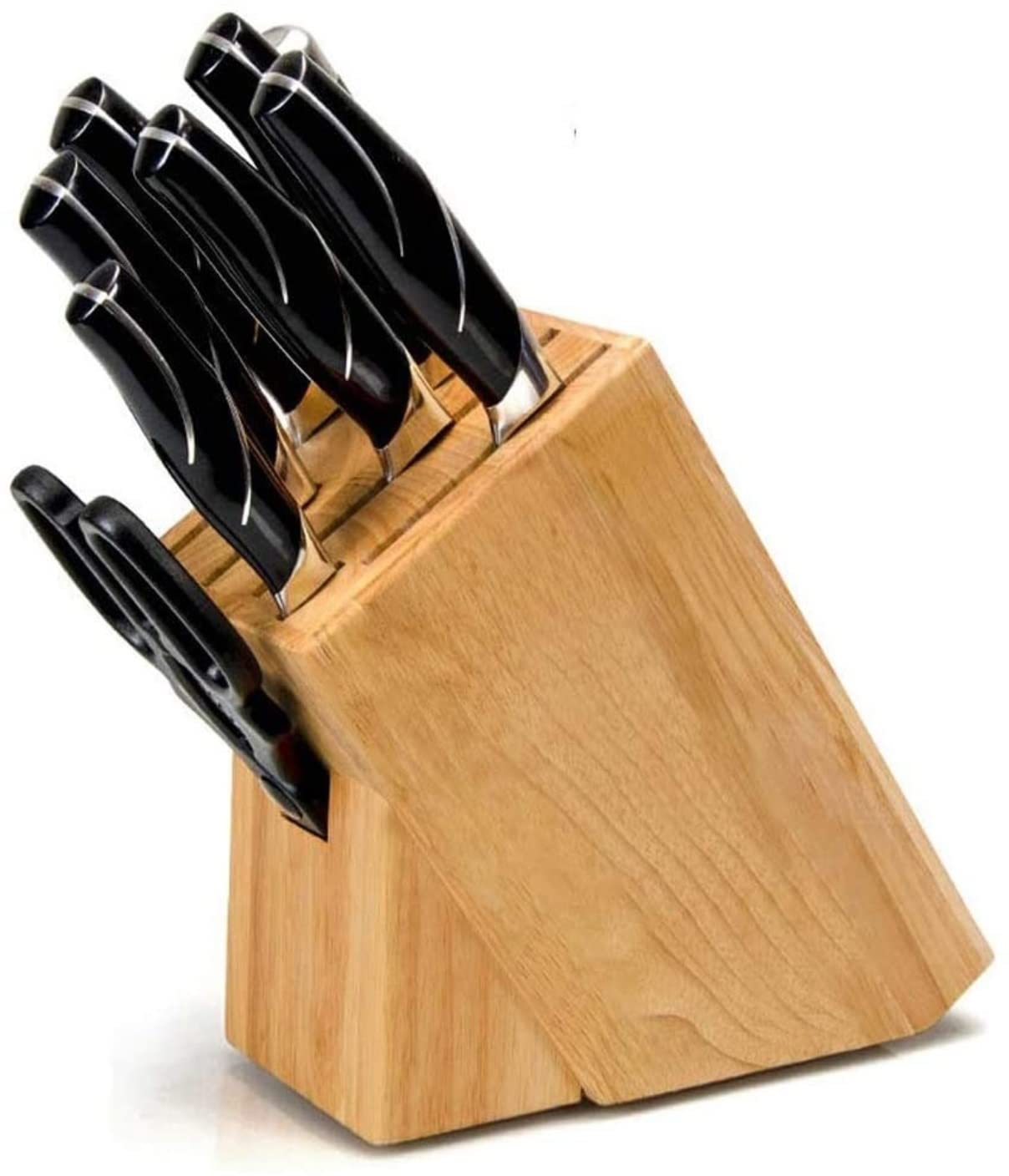 AQUETI Knife Block Functional Universal Beech Knife Rack Block Storage Organizer Knife Holder Restaurant Kitchen Knife Holder Knife Storage