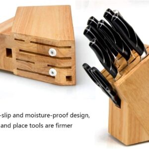 AQUETI Knife Block Functional Universal Beech Knife Rack Block Storage Organizer Knife Holder Restaurant Kitchen Knife Holder Knife Storage