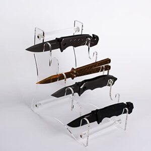 dagger stand,knife display,butterfly knife storage holder desktop knives organizer holder stores 6 dagger knives butterfly knife stand(clear)