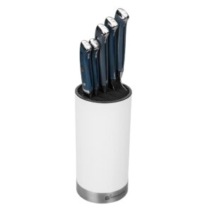 restaurantware sensei 4.3 x 8.8 inch round knife block 1 round slotted knife holder - soft touch holds 9 knives white plastic universal knife holder for easy storage