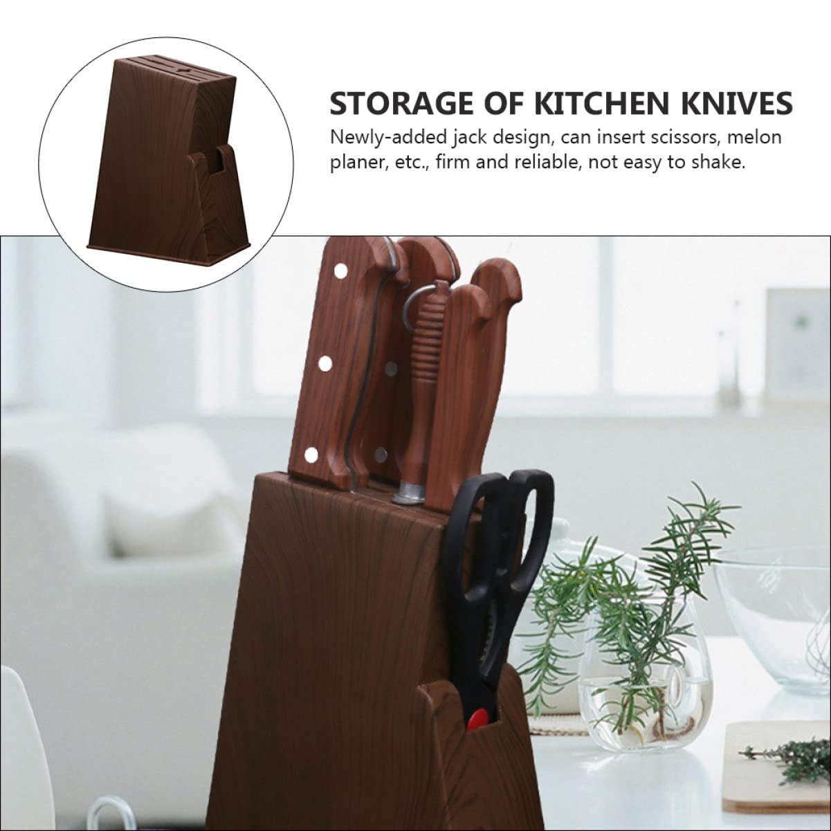 Mobestech Dinnerware 1pc Wood for Pattern Shelf Sharpening Cutlery Household Cutter Block Stable Rack Wooden Imitation Storage Kitchen Home Grain Organizer Desktop Holder Blocks Utensils