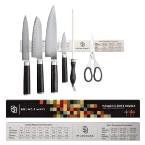 bruno bianci magnetic knife strip ​with​ cooking conversion charts ​-16 inch ​premium wall-mounted knives organizer, space-saving kitchen utensil holder ​for home cooks and master chefs