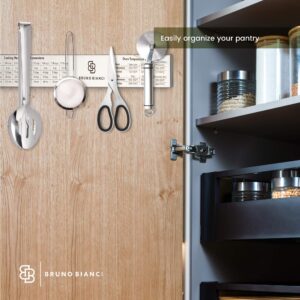 Bruno Bianci Magnetic Knife Strip ​with​ Cooking Conversion Charts ​-16 Inch ​Premium Wall-Mounted Knives Organizer, Space-Saving Kitchen Utensil Holder ​for Home Cooks and Master Chefs