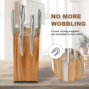 RICHFISH Magnetic Knife Block 360° Rotatable Knife Holder Magnetic Knife Strip Wooden Knife Block without Knives