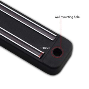 Wall Mount Magnetic Knife Holder - 13 Inch Black ABS Plastic Block Storage Rack with Chef Strip, Utensil Kitchen Organizer for Metal Knives