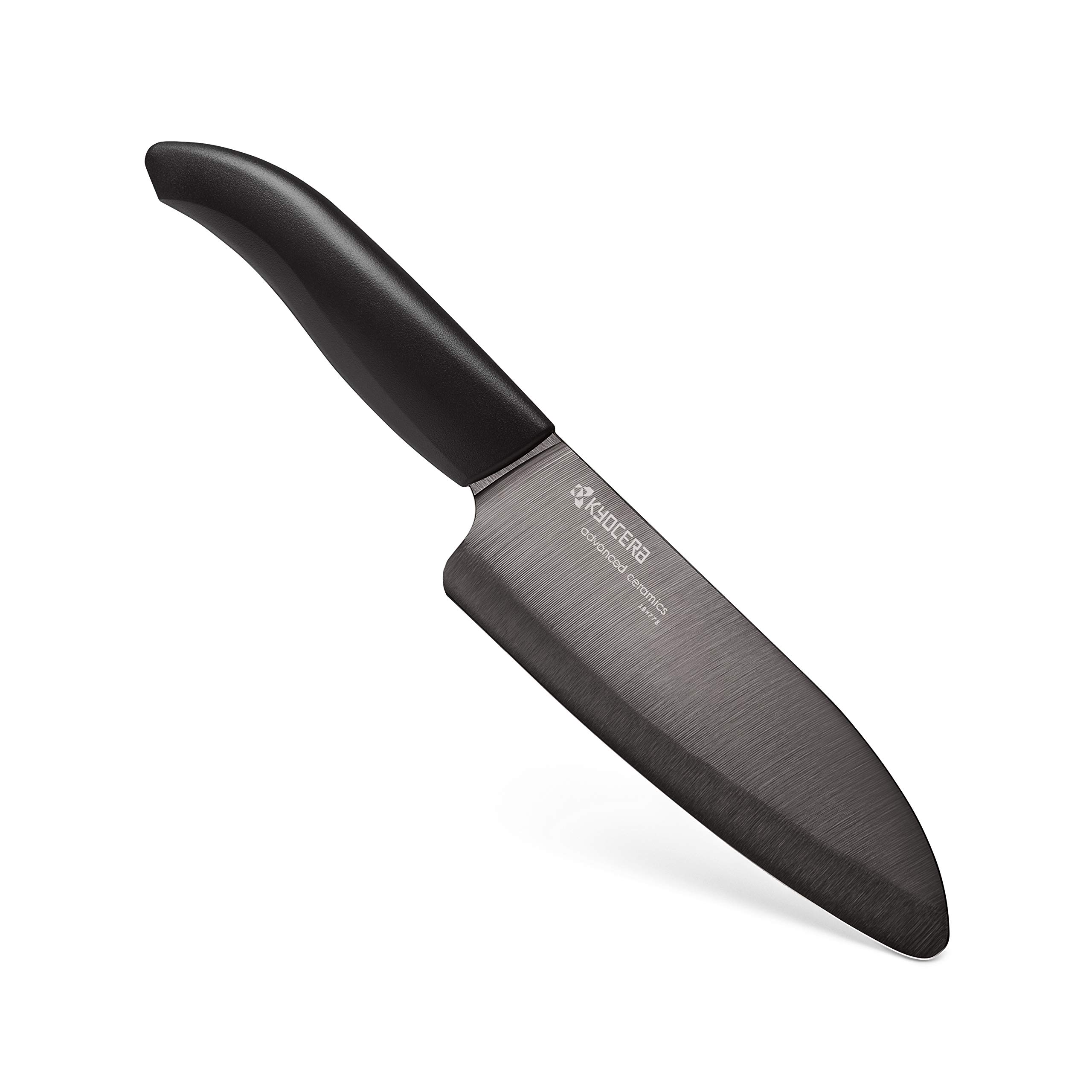 Kyocera Advanced Ceramic Revolution Series 5-1/2-inch Santoku Knife, Black Blade