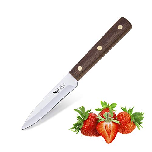 New England Cutlery Premium High Carbon Stainless Steel 3.5 inch Pro Paring Chef’s Knife with Sharp Razor Edge with Walnut Wood Handle