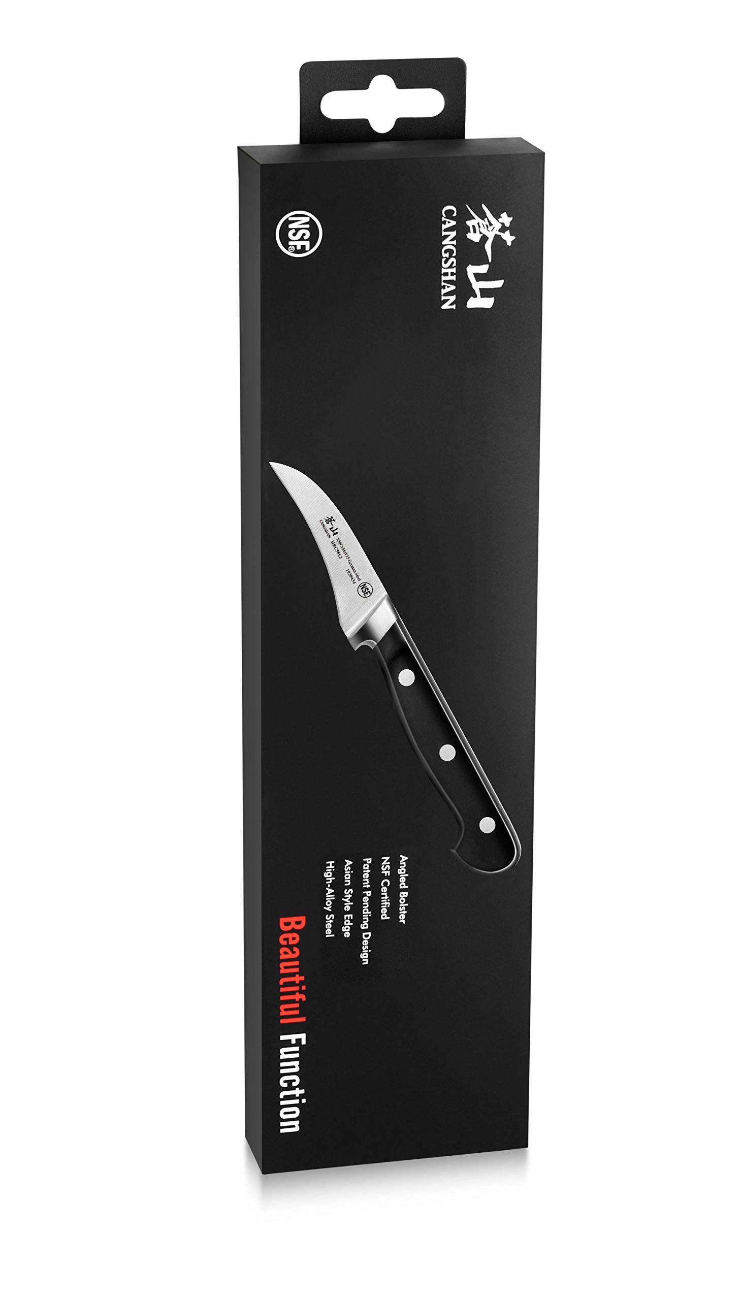 Cangshan V2 Series 1020434 German Steel Forged Peeling/Tourne Knife, 2.75-Inch Blade