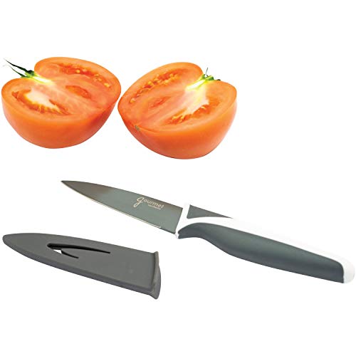 Starfrit 080906-006-0000 Set of 4 Paring Knives with Snap-on Covers, Multicolored, 8.5x 3.2x 0.8