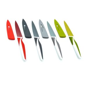 Starfrit 080906-006-0000 Set of 4 Paring Knives with Snap-on Covers, Multicolored, 8.5x 3.2x 0.8