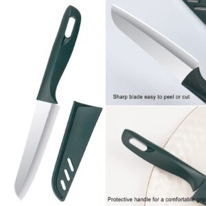 Paring Knife, New Sharp and Durable Fruit Knife with Protective Cover, Exquisite dark green look, Suitable for Most Types of Vegetables, Fruits and Meat (6 Pieces)