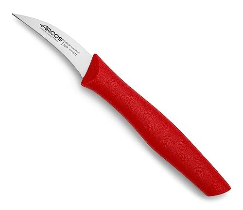 ARCOS Paring Knife Set 2 Pieces. 2 Peeling Knives of Stainless Steel and Ergonomic Polypropylene Handle for Cutting Fruits, Vegetables and Tubers. Series Nova. Color Red