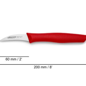 ARCOS Paring Knife Set 2 Pieces. 2 Peeling Knives of Stainless Steel and Ergonomic Polypropylene Handle for Cutting Fruits, Vegetables and Tubers. Series Nova. Color Red