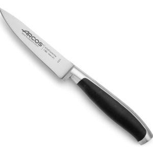 ARCOS Paring Knife 4 Inch Stainless Steel. Professional Kitchen Knife for Cut, Peel and Clean Food. Ergonomic Polyoxymethylene Handle and 100 mm Blade. Series Kyoto. Color Black