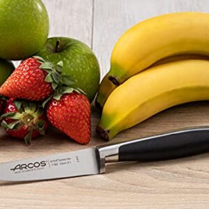 ARCOS Paring Knife 4 Inch Stainless Steel. Professional Kitchen Knife for Cut, Peel and Clean Food. Ergonomic Polyoxymethylene Handle and 100 mm Blade. Series Kyoto. Color Black